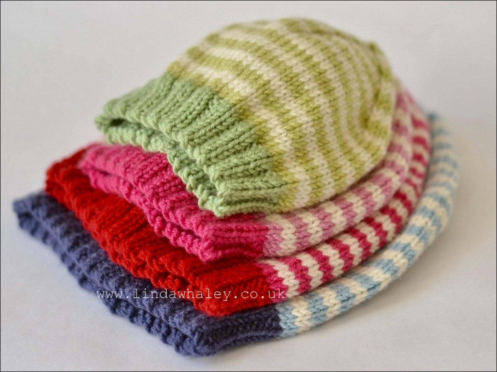 SIMPLE STRIPE RIB HAT – Linda Whaley Knitting Pattern Collections